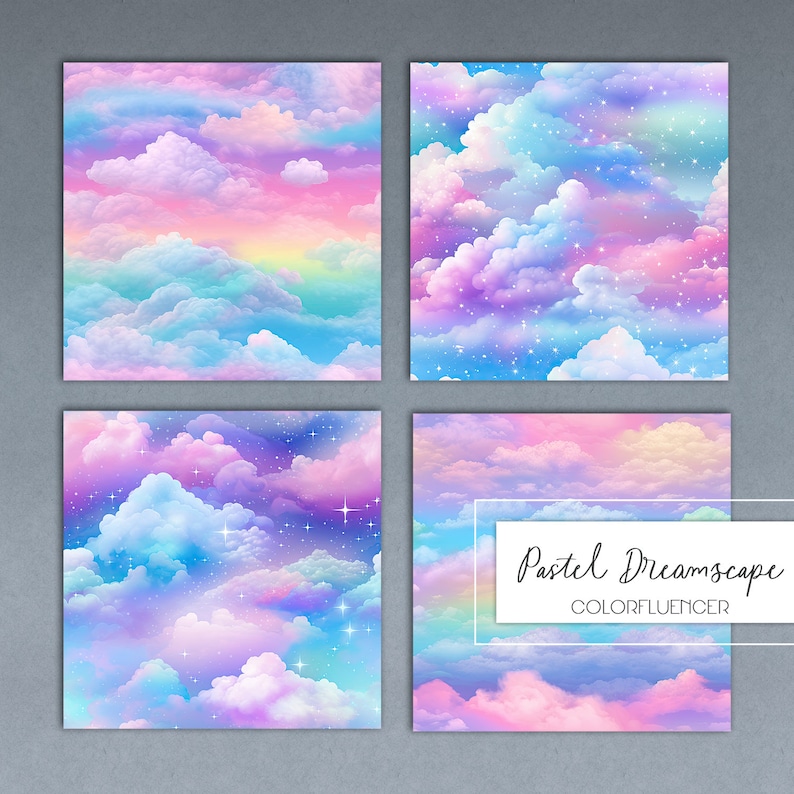 Clouds Seamless Patterns Sky Clouds Backgrounds, Rainbow Colors Pastel ...