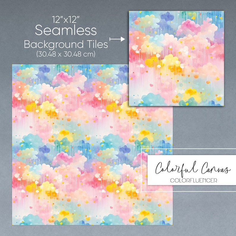 Paint Backgrounds Pastel Brush Strokes Rainbow Clouds Seamless Pattern ...
