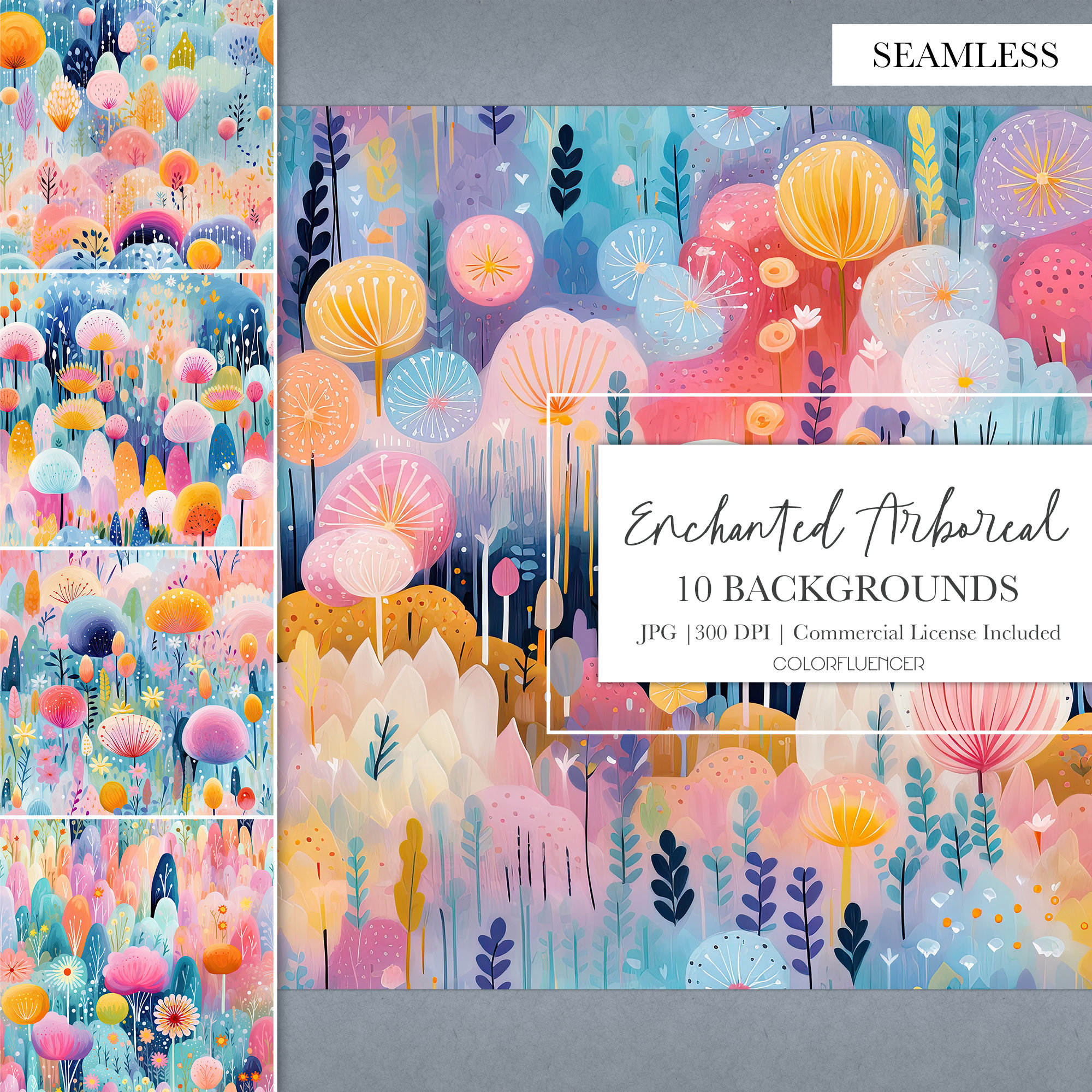 Abstract Backgrounds Enchanted Arboreal Digital Papers Seamless Pattern ...