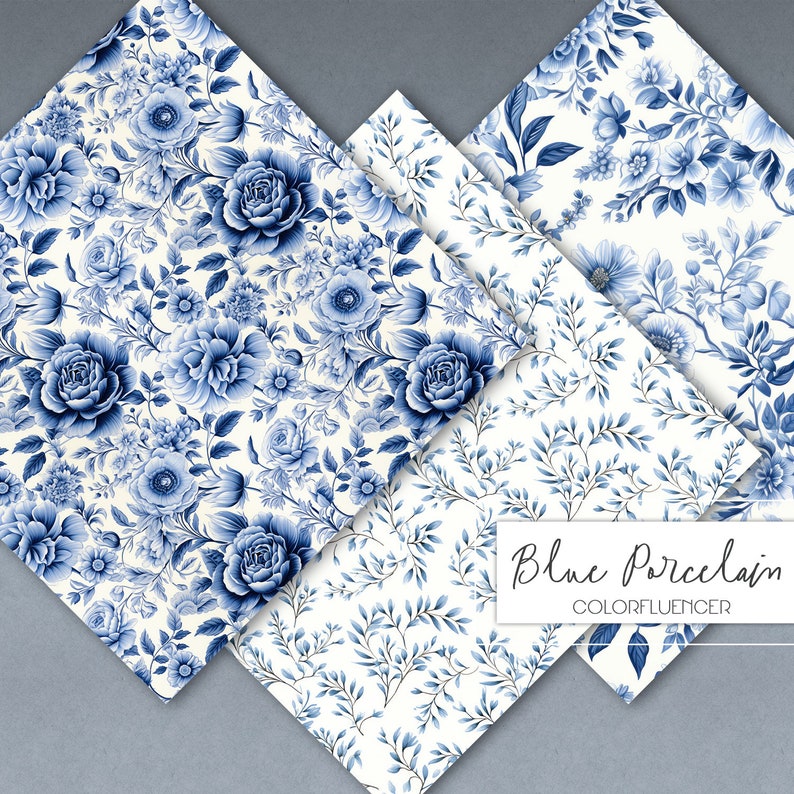Seamless Patterns | Porcelain Blue | Digital Papers | Seamless Pattern ...