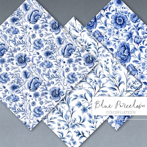 Seamless Patterns | Porcelain Blue | Digital Papers | Seamless Pattern ...