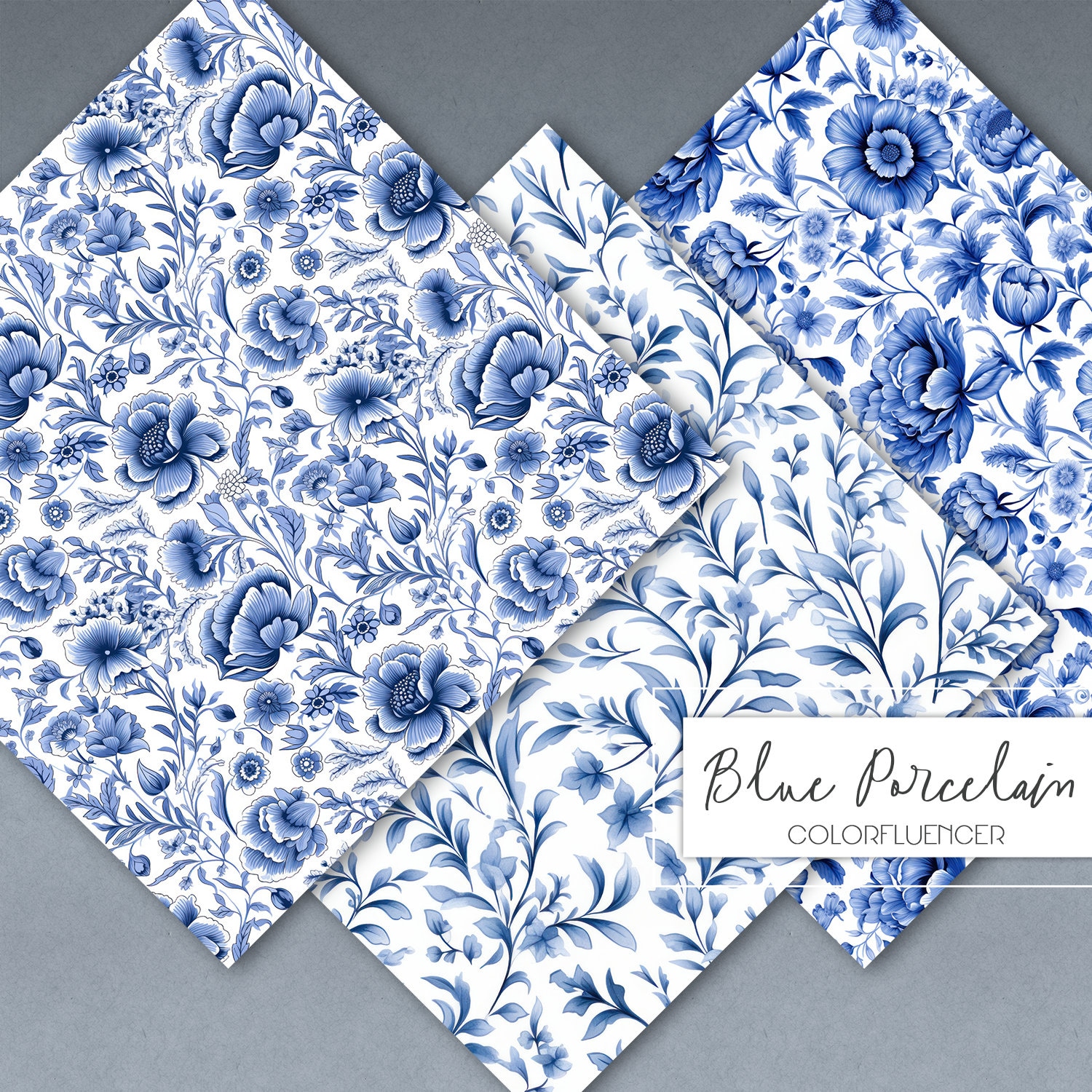 Seamless Patterns | Porcelain Blue | Digital Papers | Seamless Pattern ...