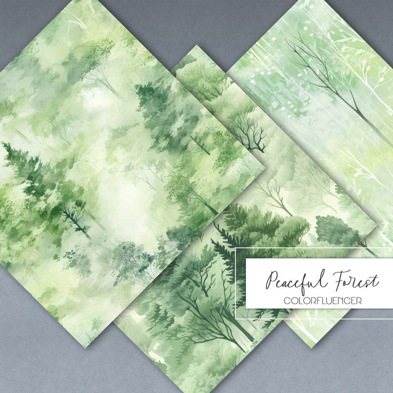 Forest Backgrounds Watercolor Peaceful Forest Digital Papers Seamless ...