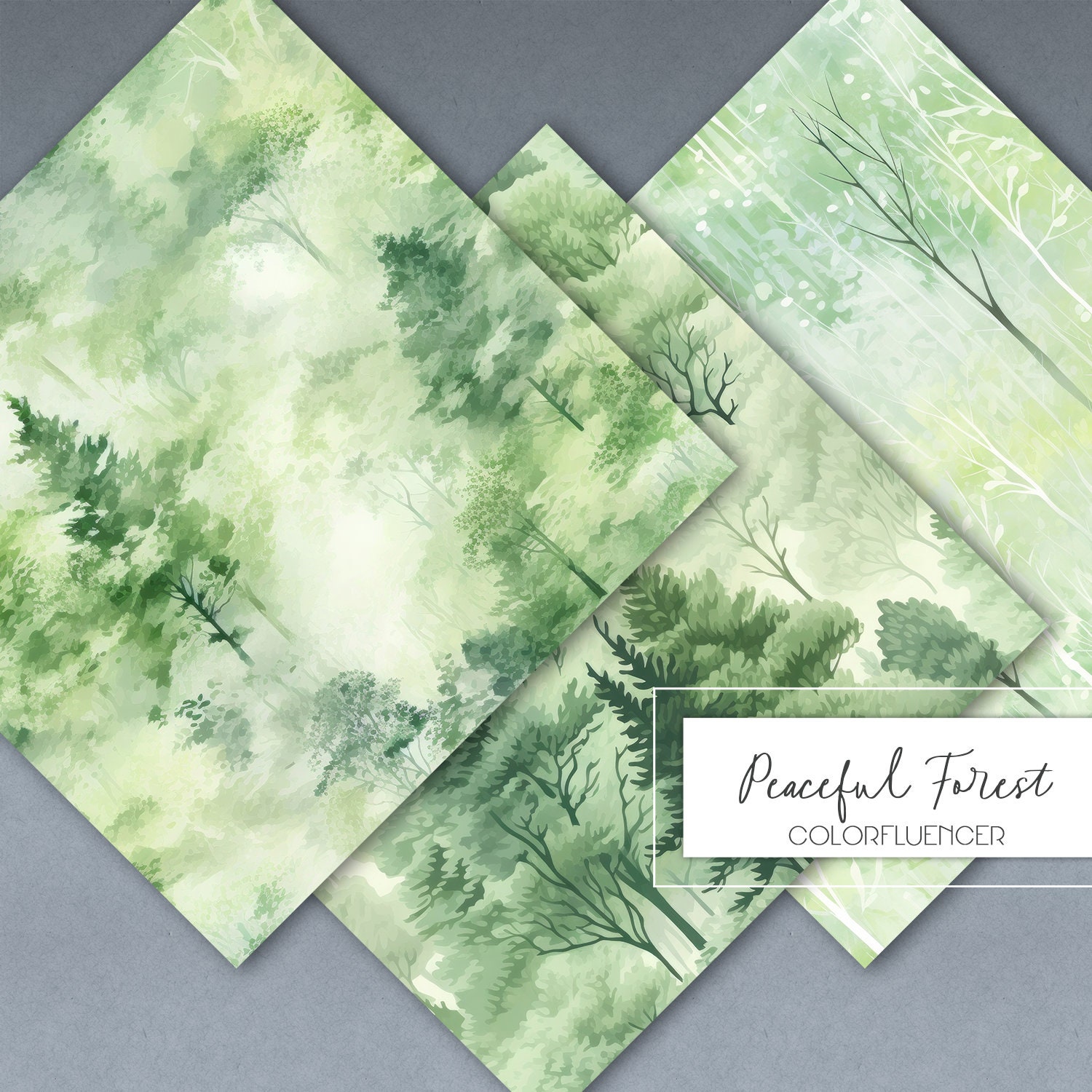 Forest Backgrounds Watercolor Peaceful Forest Digital Papers Seamless ...