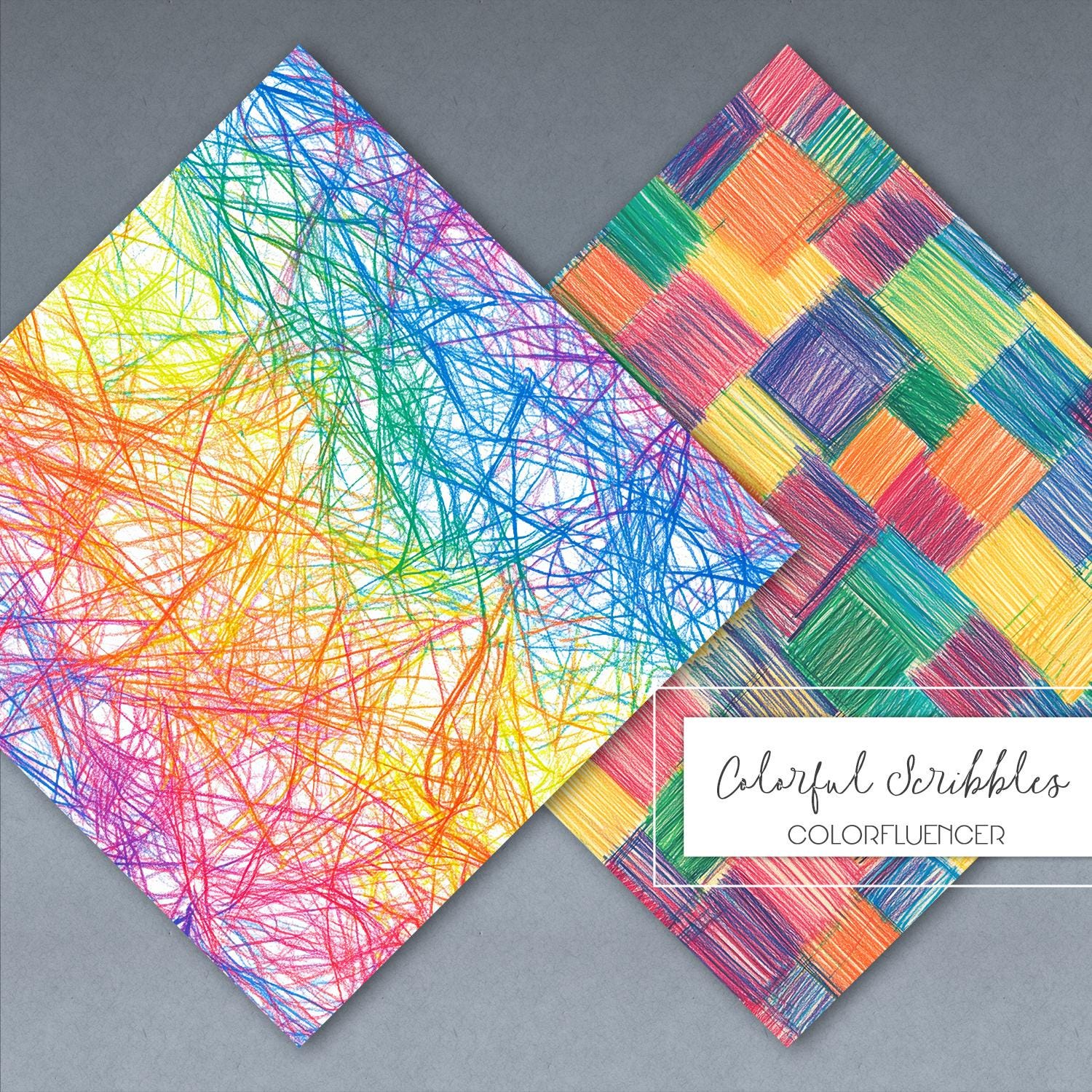 Colorful Scribbles Digital Paper: 12 Seamless Patterns (JPG) - Etsy