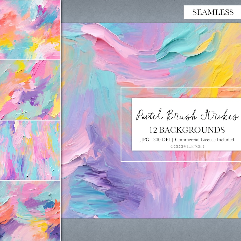 Painted Backgrounds Pastel Brush Strokes Digital Papers Sublimation ...