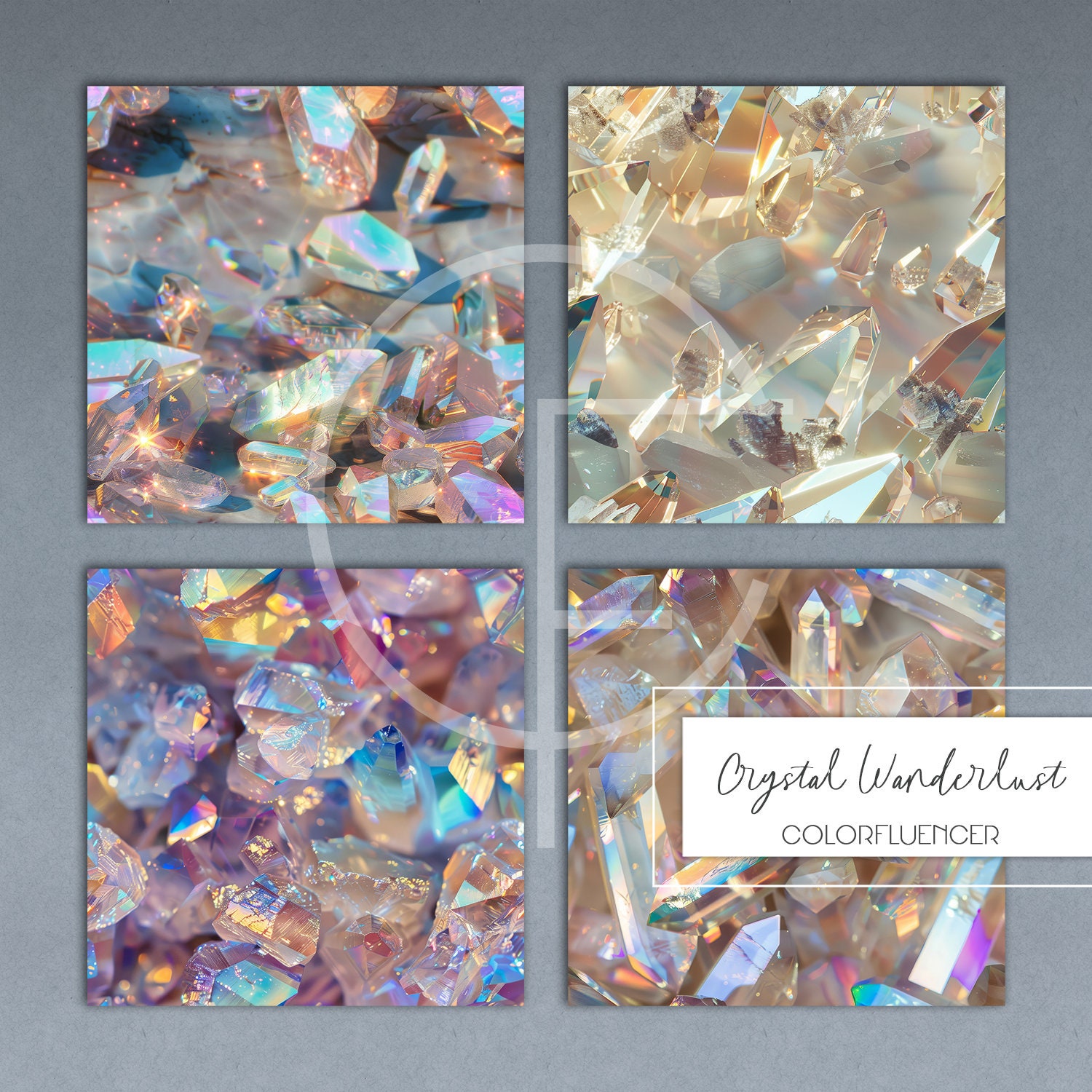 Crystal Digital Paper Iridescent Crystals and Quartz Seamless Pattern ...