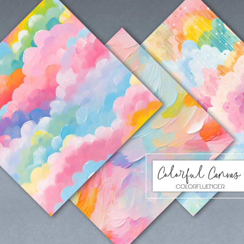 Paint Backgrounds Pastel Brush Strokes Rainbow Clouds Seamless Pattern ...