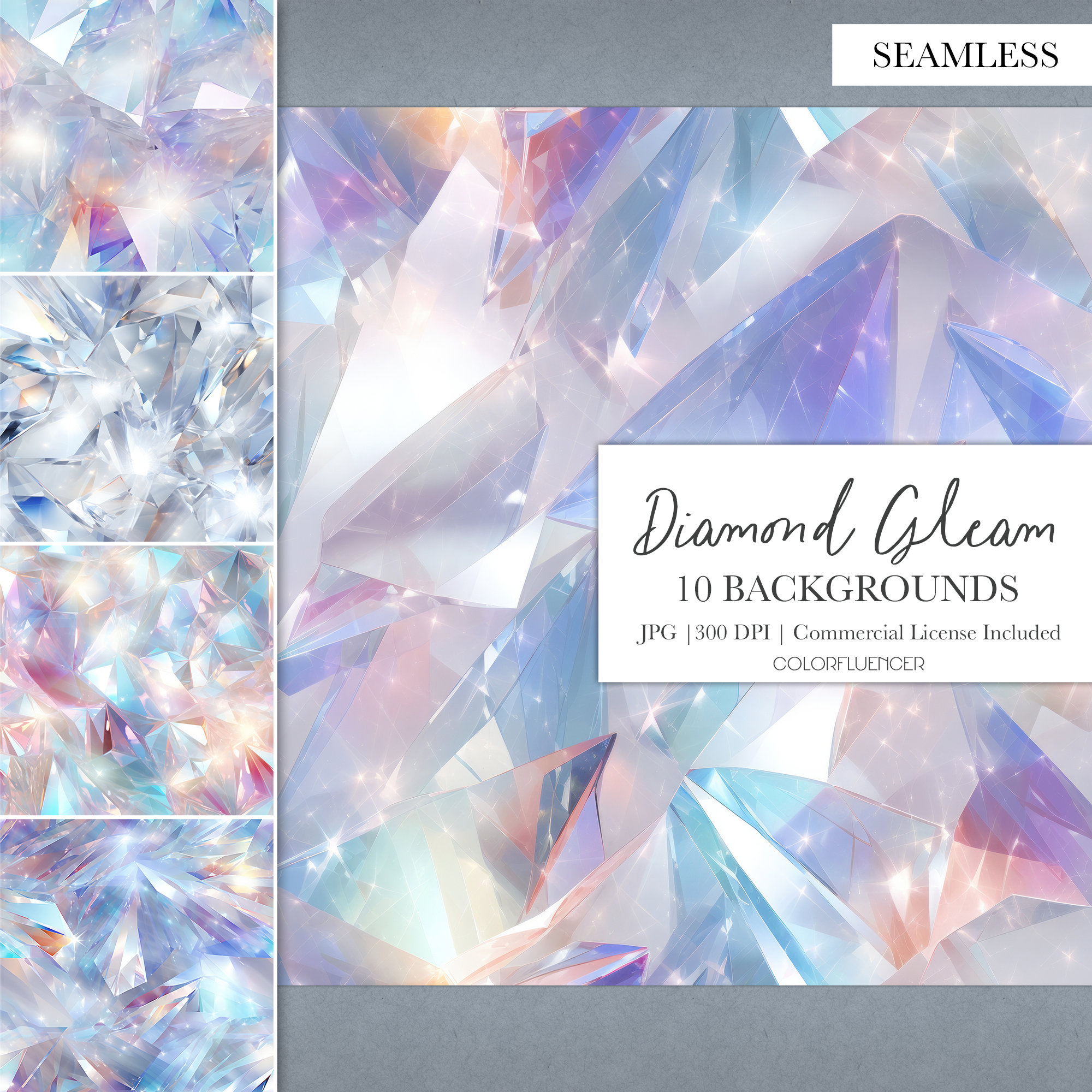 Crystal Backgrounds | Diamond Gleam | Digital Papers | Sublimation ...