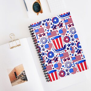 Patriotic Cartoon Spiral Notebook Soft Cover Coil Wire Bound Notebook ...