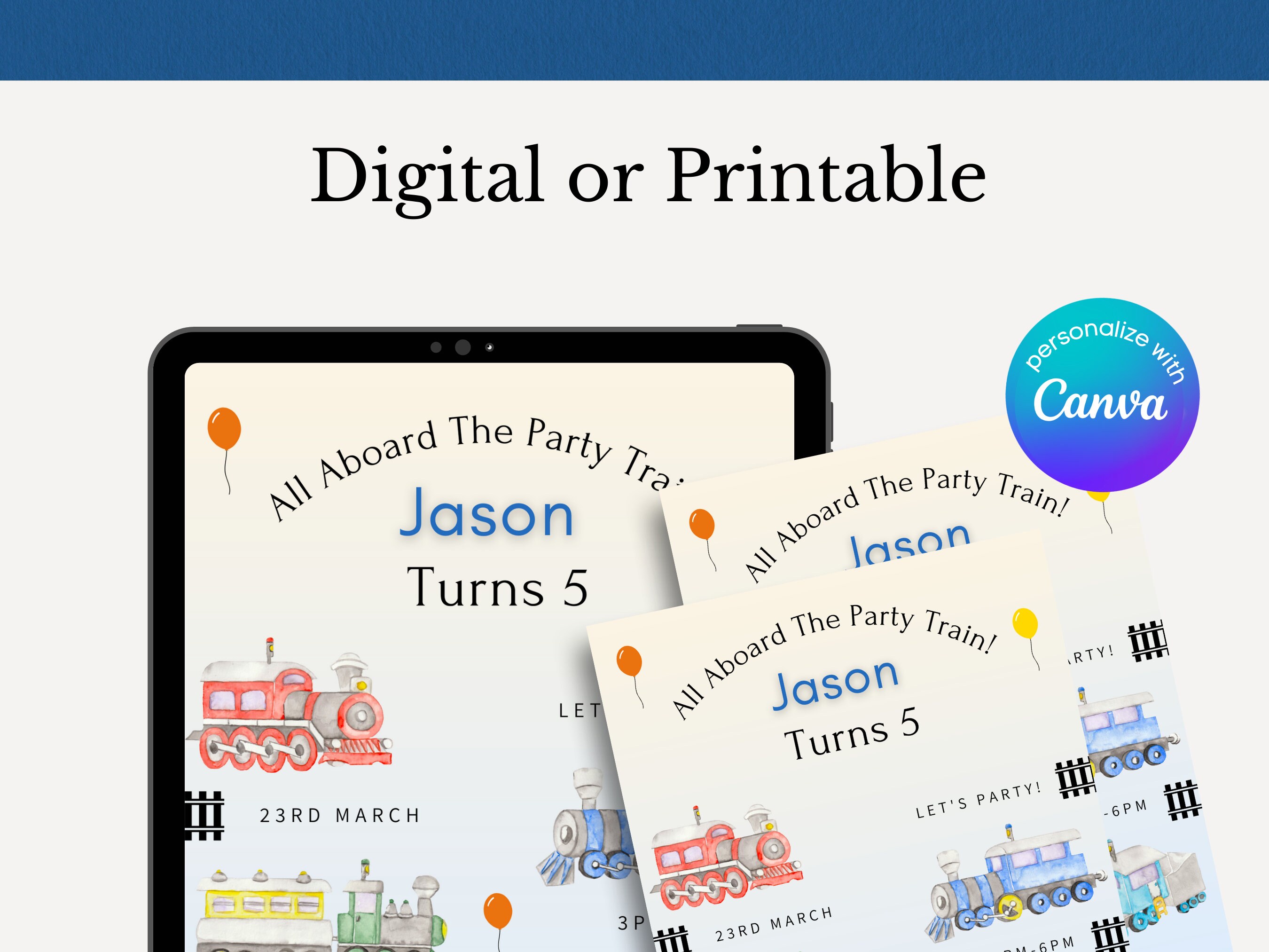 Train Birthday Party Invitation, Children's Train Party Invitation ...