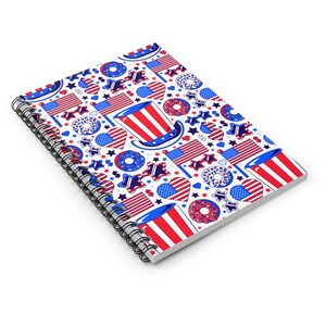 Patriotic Cartoon Spiral Notebook Soft Cover Coil Wire Bound Notebook ...