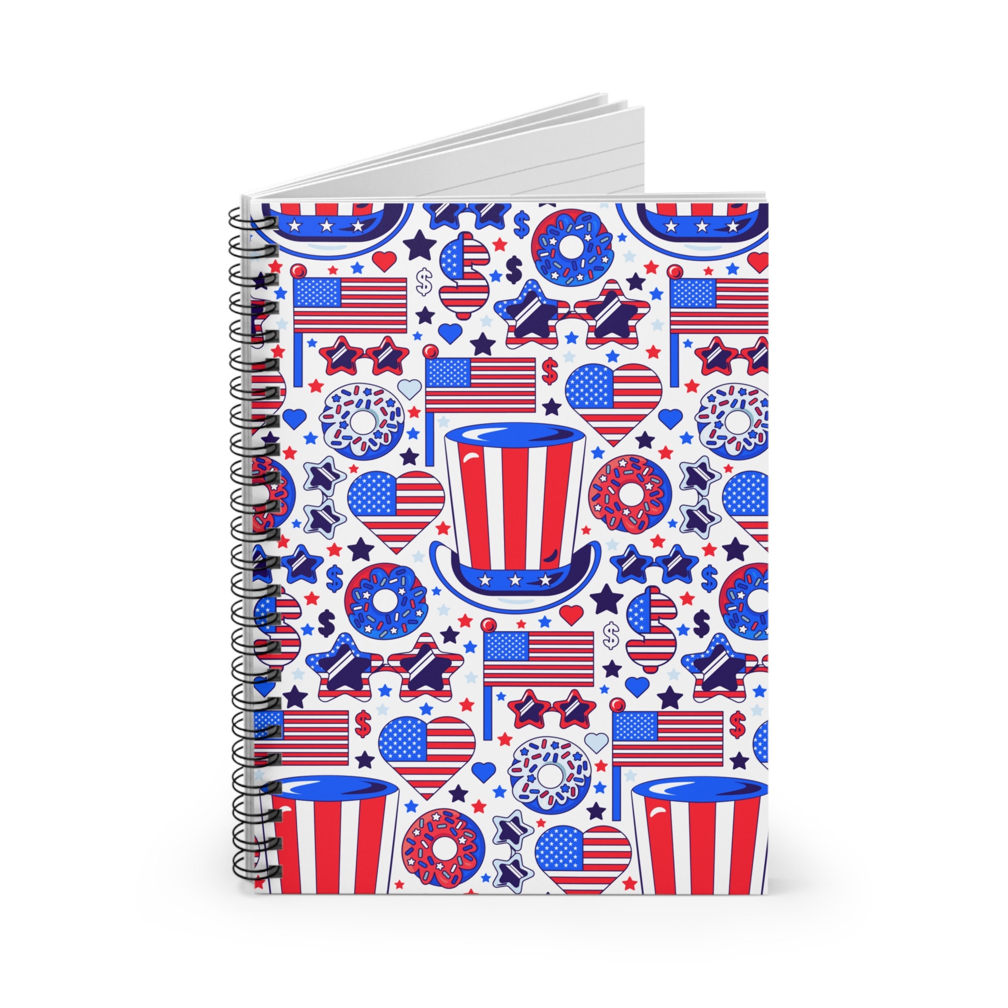 Patriotic Cartoon Spiral Notebook Soft Cover Coil Wire Bound Notebook ...