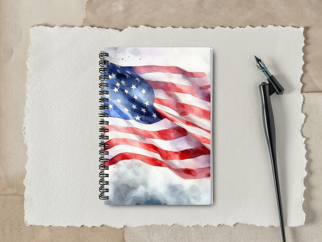 American Flag Spiral Notebook | Soft Cover Coil Wire Bound Notebook ...