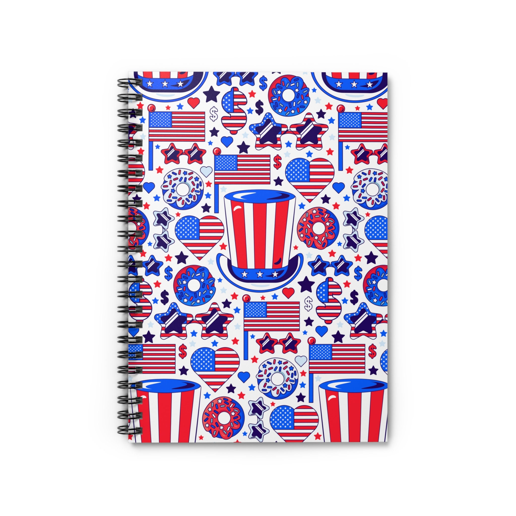 Patriotic Cartoon Spiral Notebook Soft Cover Coil Wire Bound Notebook ...