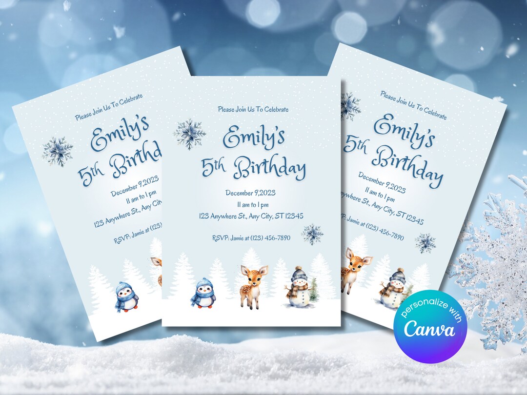 Winter Wonderland Birthday Party Invitation, Winter Party Invite ...