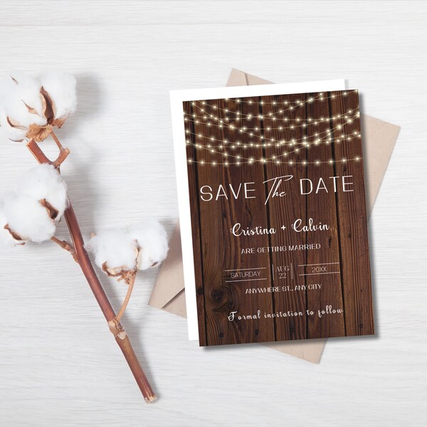 Rustic Wedding Save the Date - Etsy UK