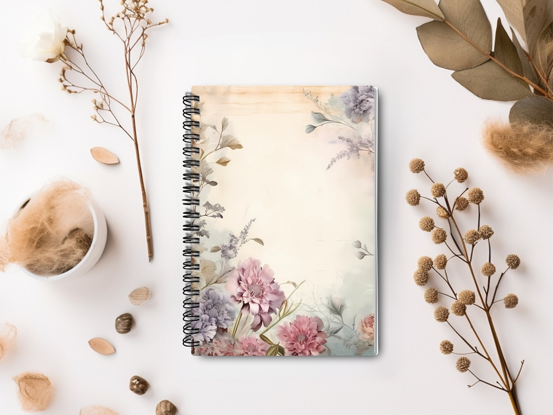 Boho Chic Aesthetic Spiral Notebook | Soft Cover Coil Wire Bound ...