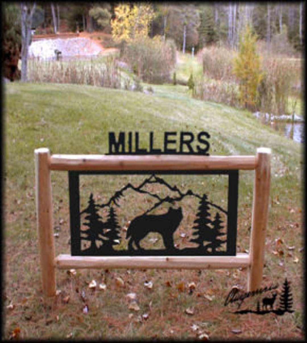 Personalized Wolf Cedar Log Outdoor Sign Decor - Etsy