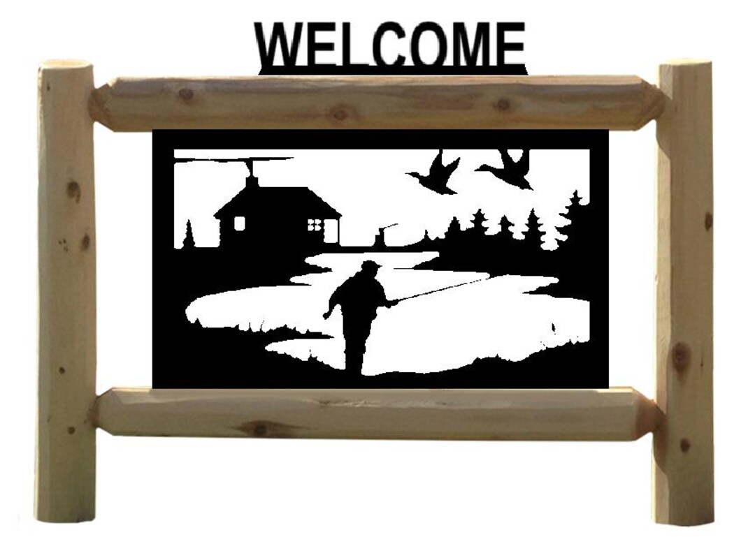 Gone Fly Fishing Log Sign – Rustic Cedar Decor for Anglers, Cabin, or ...