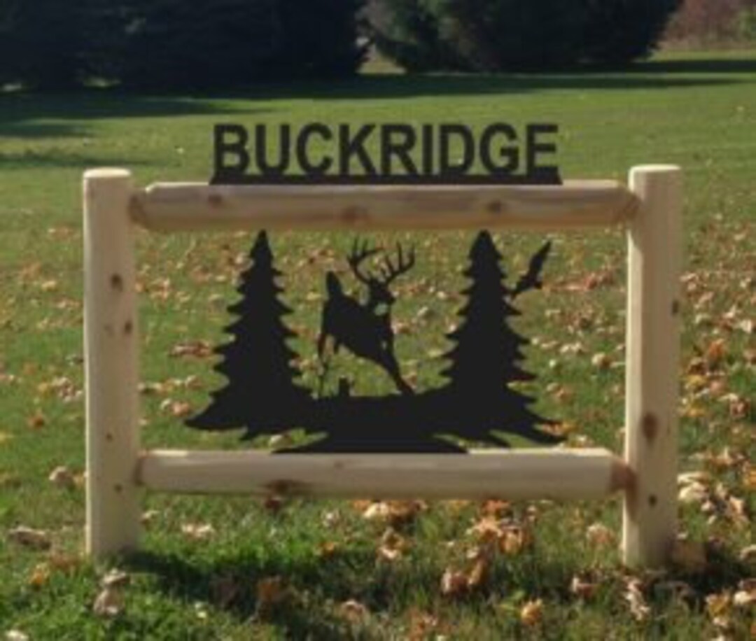 Personalized 3-foot Cedar Log Sign With Whitetail Deer Design – Custom ...