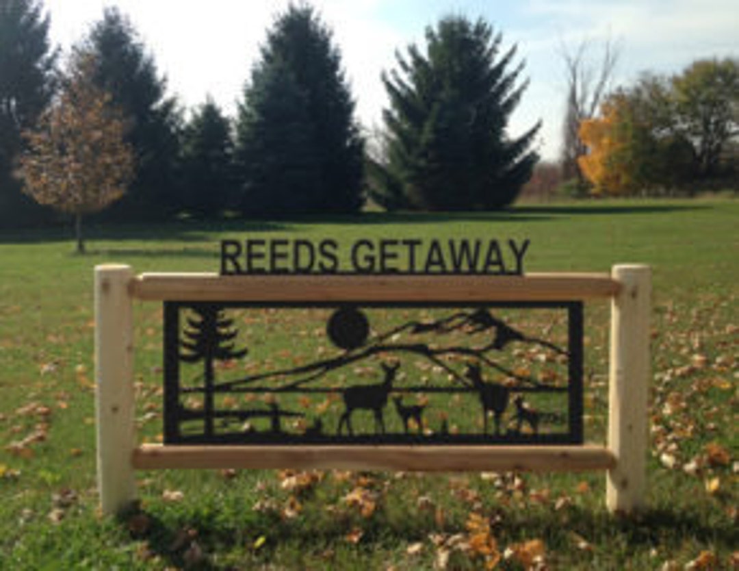 Personalized Whitetail Deer Cedar Log Outdoor Sign - Etsy