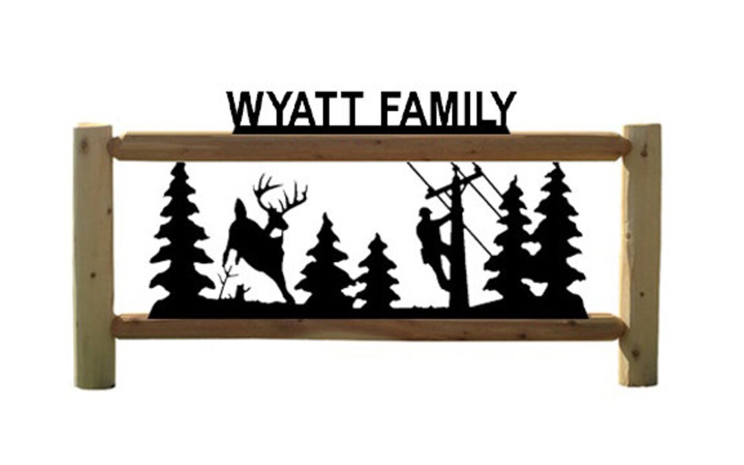 Personalized Whitetail Deer Cedar Log Outdoor Sign - Etsy