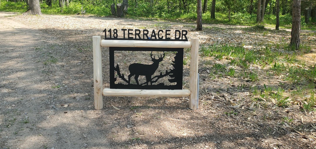Personalized 3-foot Cedar Log Sign With Whitetail Deer Design – Custom ...