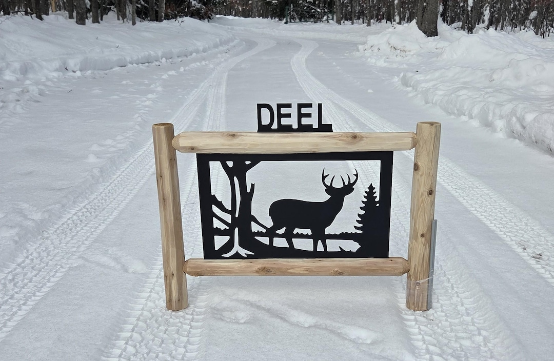 Personalized 3-foot Cedar Log Sign With Whitetail Deer Design – Custom ...