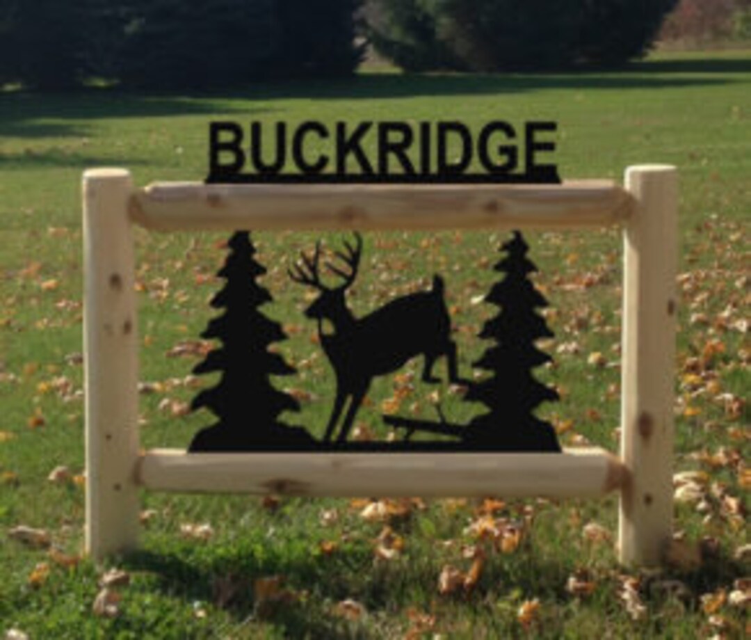 Personalized 3-foot Cedar Log Sign With Whitetail Deer Design – Custom ...