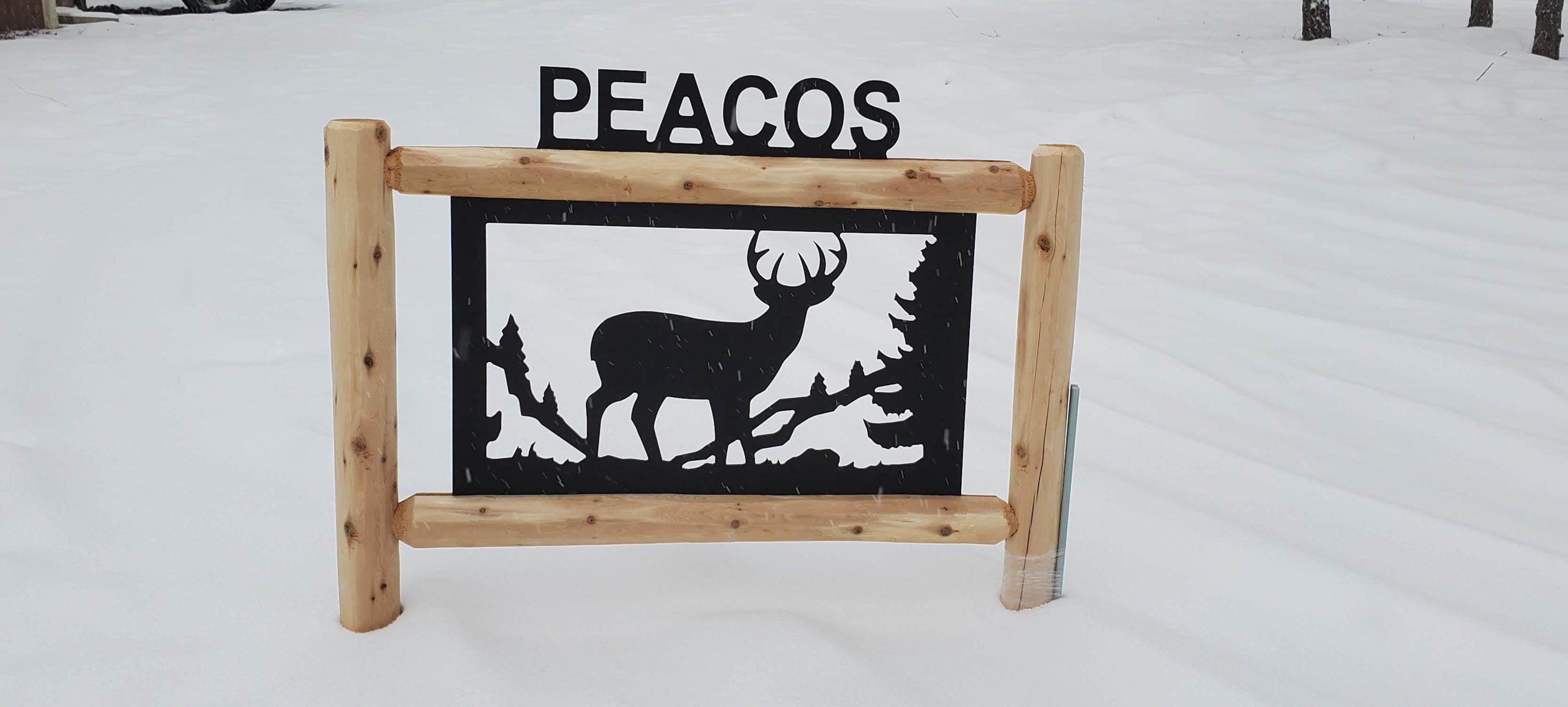 Personalized 3-foot Cedar Log Sign With Whitetail Deer Design – Custom ...