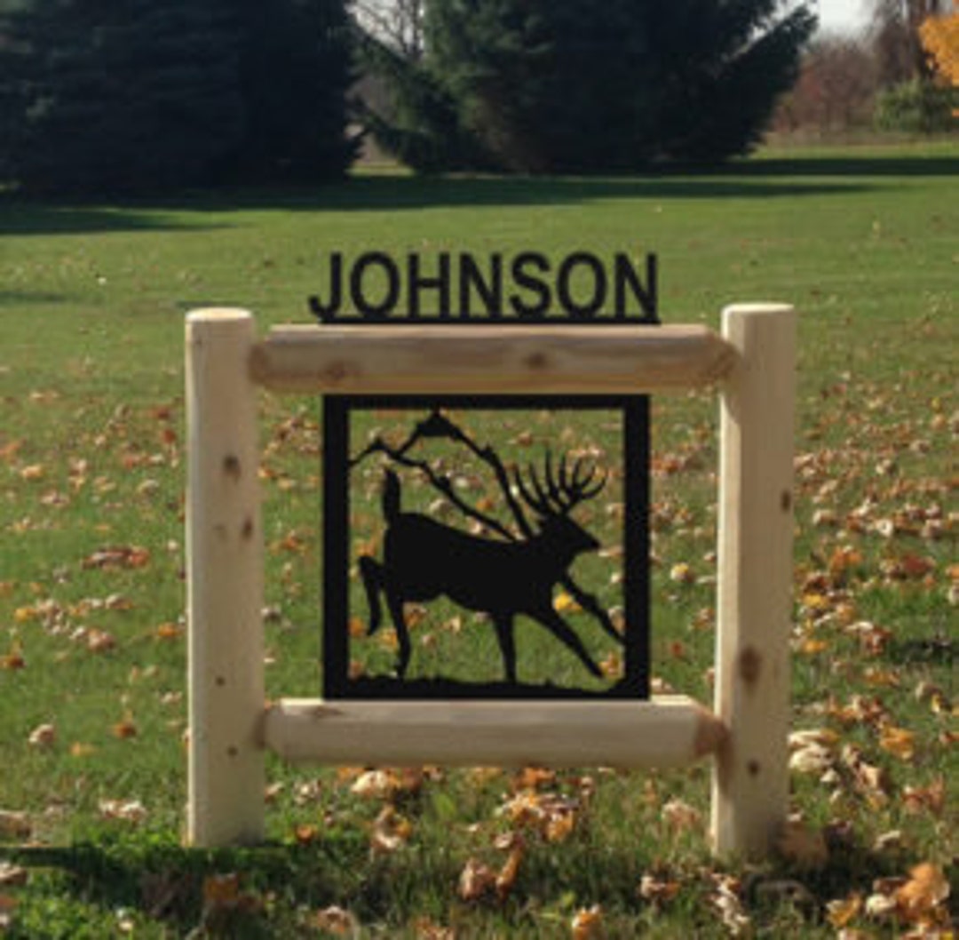 Personalized Whitetail Deer Cedar Log Outdoor Sign - Etsy