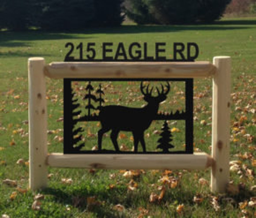 Personalized 3-foot Cedar Log Sign With Whitetail Deer Design Custom ...