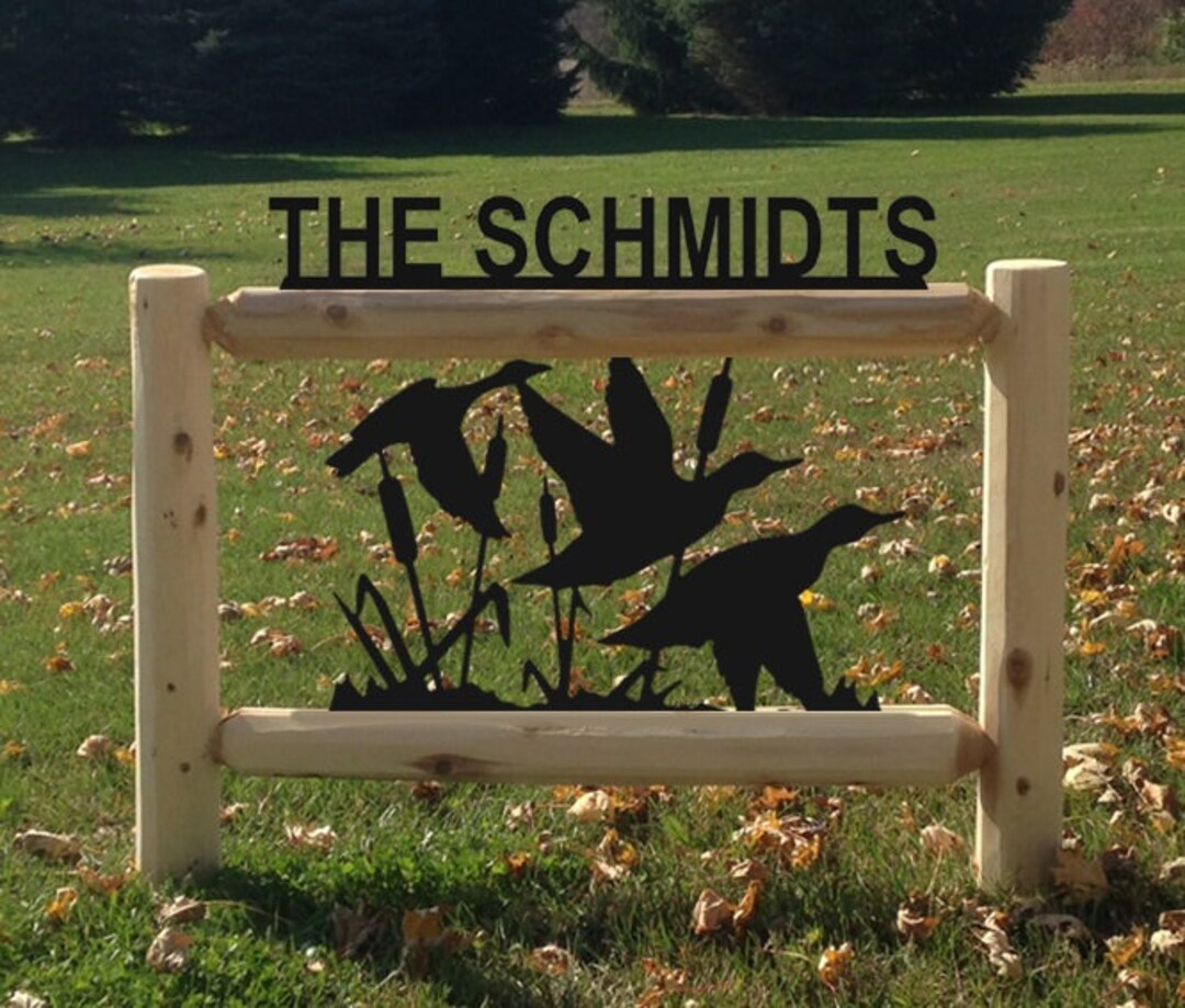 Personalized Ducks Cedar Log Outdoor Sign - Etsy