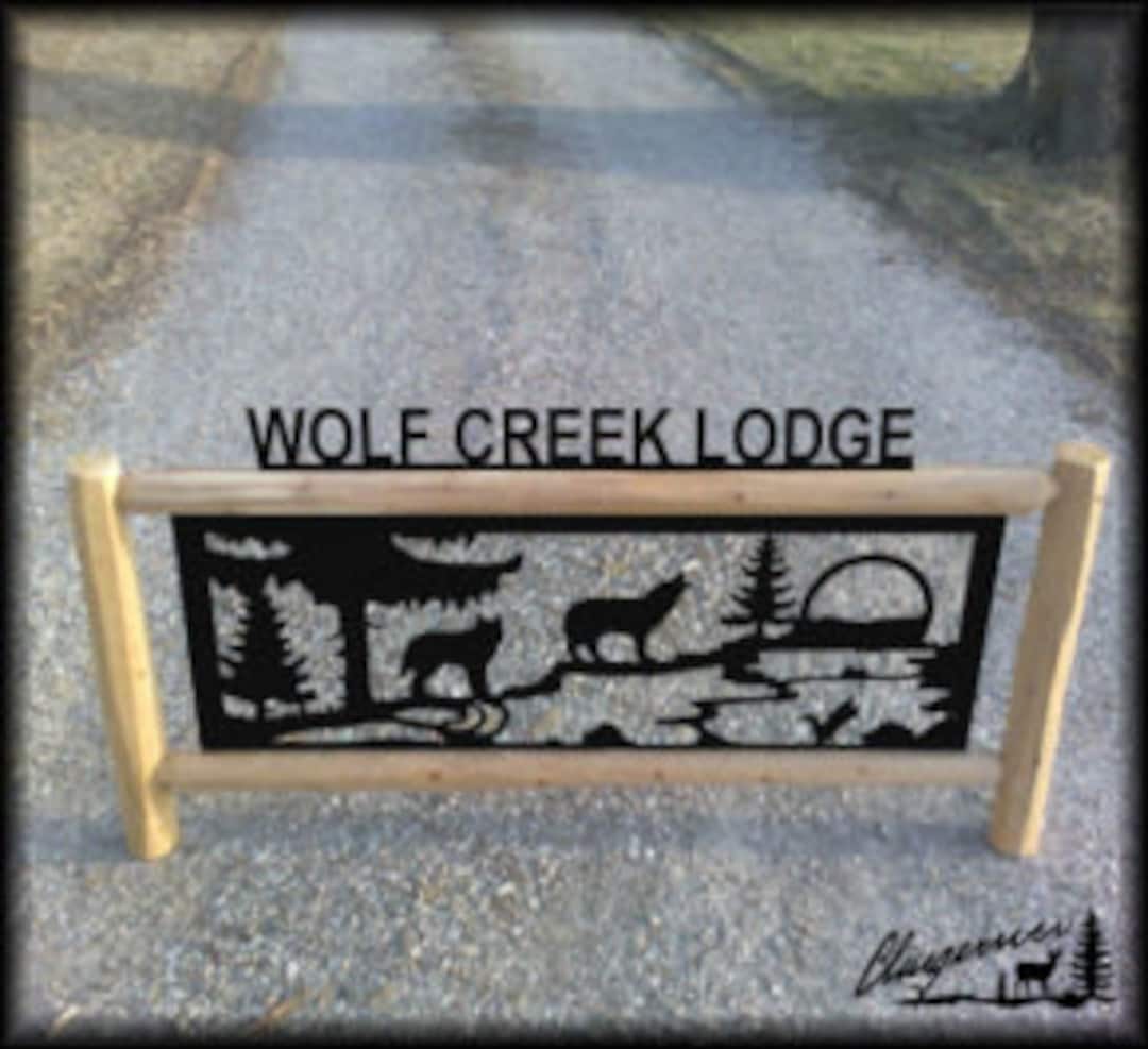 Personalized Wolf Cedar Log Outdoor Sign Decor - Etsy