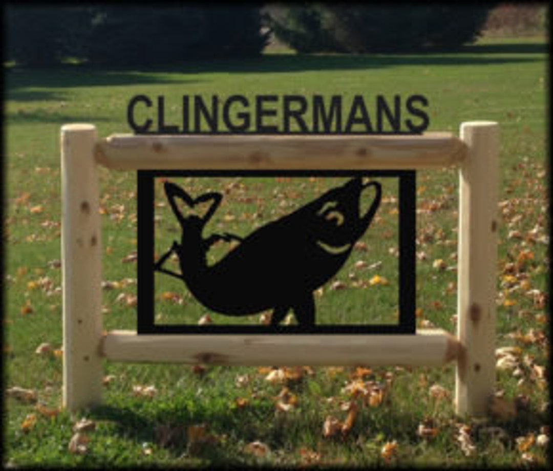 Personalized Fish Cedar Log Outdoor Sign Decor - Etsy