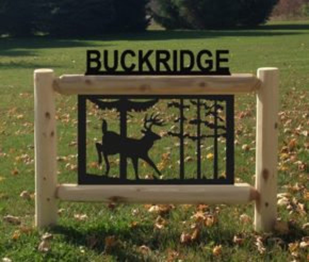 Personalized 3-foot Cedar Log Sign With Whitetail Deer Design – Custom ...