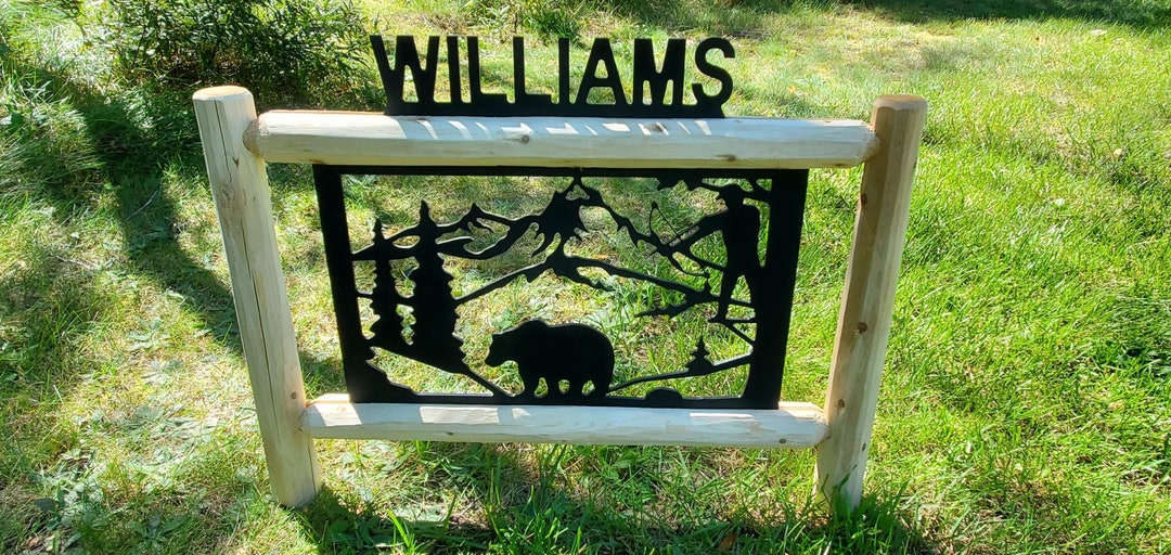 Personalized Bear Hunting Cedar Log Outdoor Sign - Etsy