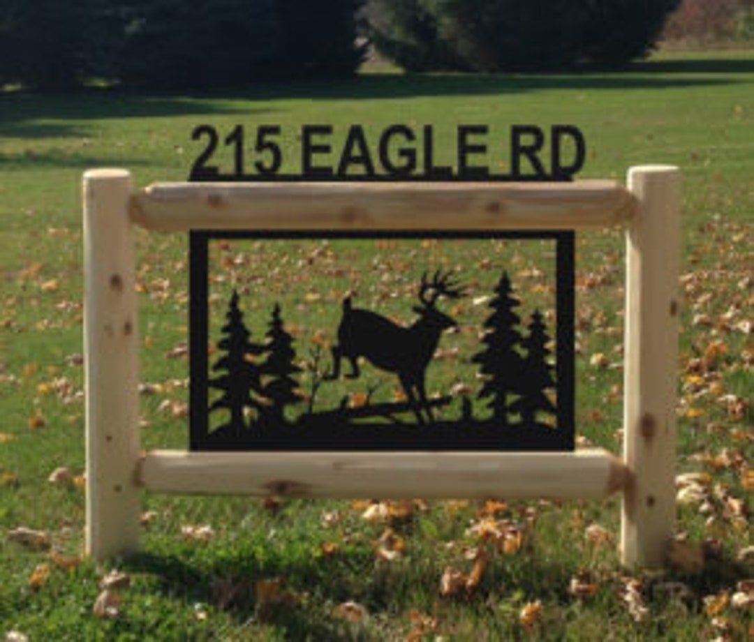 Personalized 3-foot Cedar Log Sign With Whitetail Deer Design Custom ...