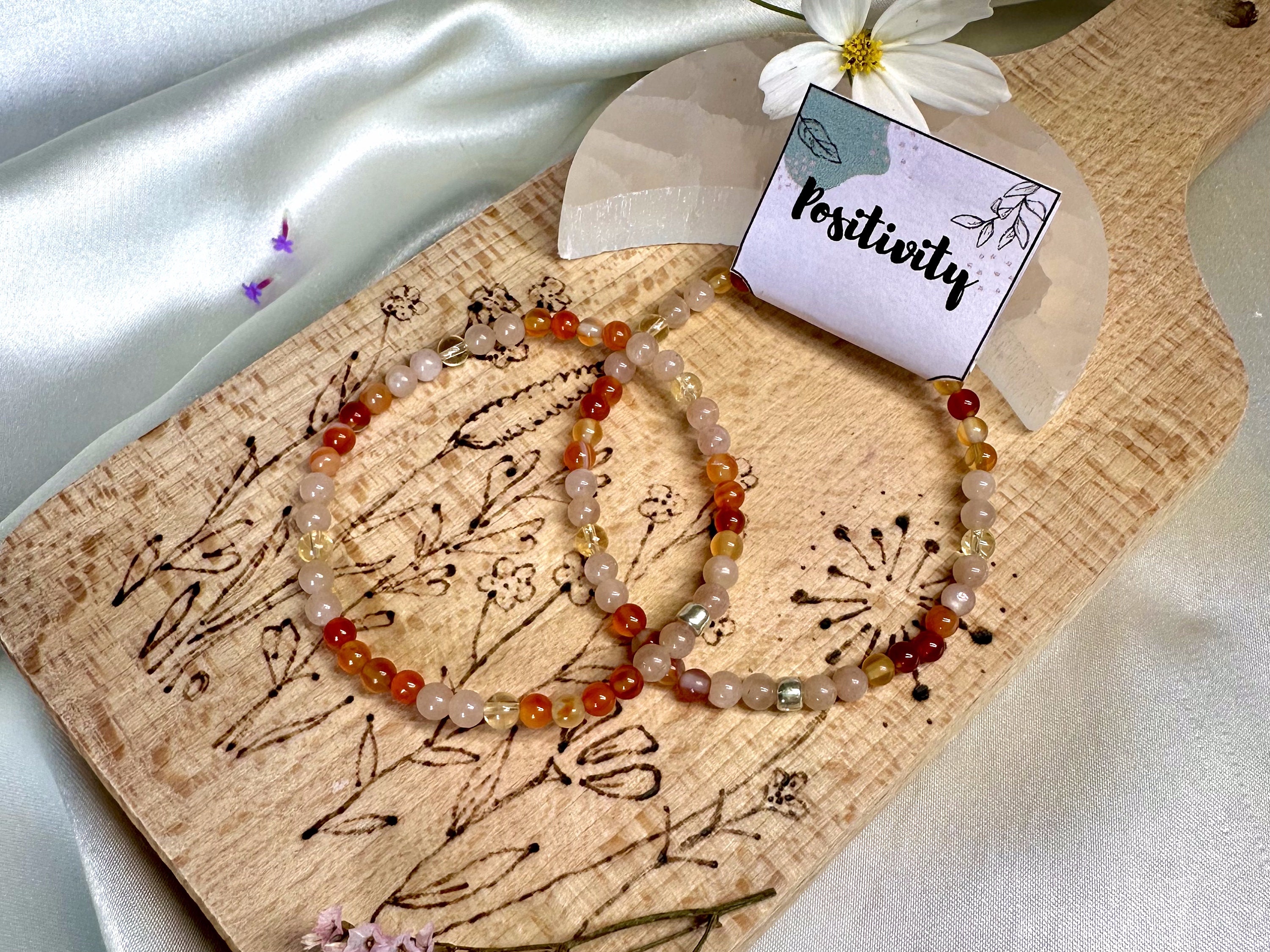 Crystal Positivity Bracelet Carnelian, Citrine, Sunstone, Dainty ...