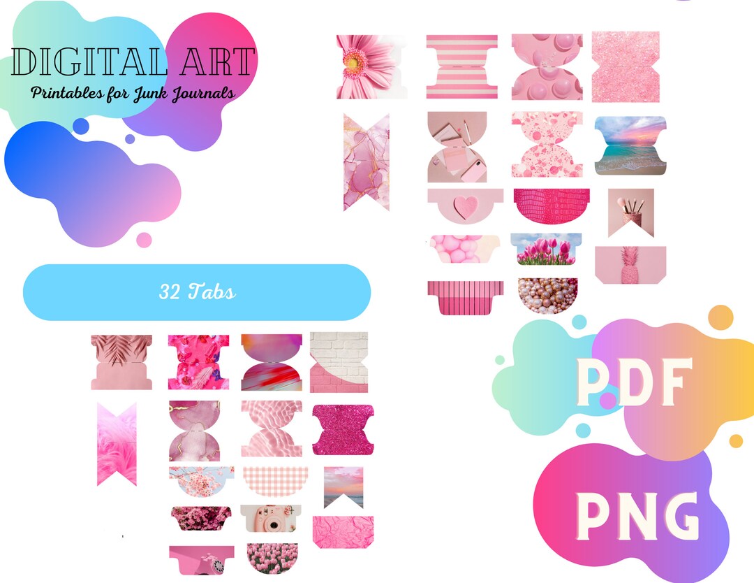 Pretty in Pink: 32 Printable Journal Tabs - Etsy