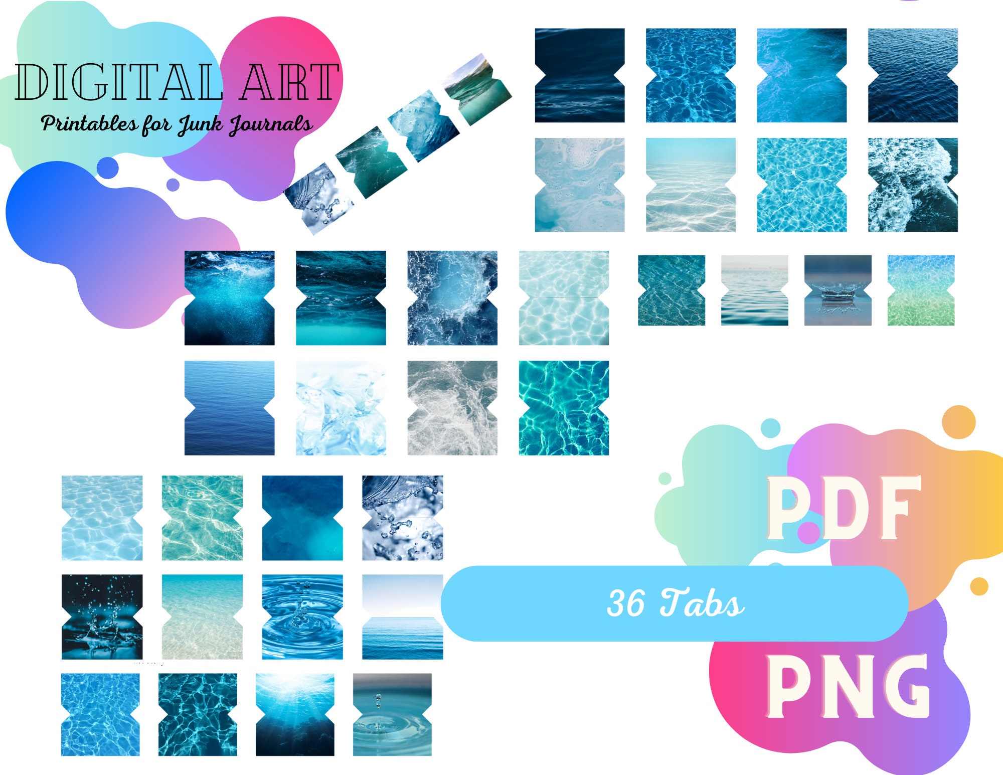 36 Blue Waters Printable Divider Journal Tabs - Etsy