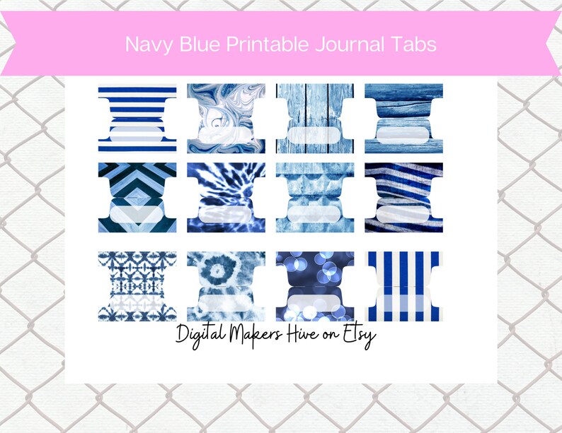 Navy Blue Printable Divider Journal Tabs - Etsy