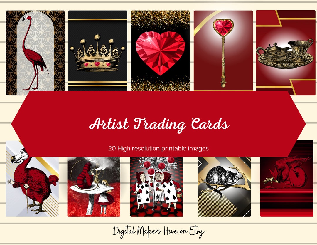 Artistic Wonderland: 20 Queen of Hearts Printable ATC Cards for Crafty ...