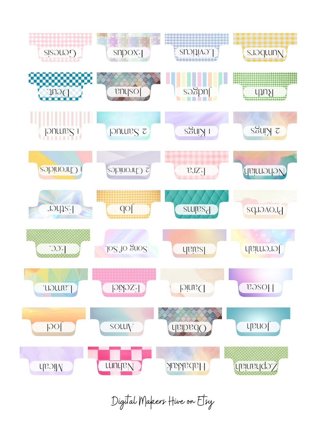 Pretty in Pastel: Printable Bible Divider Tabs Set - Etsy