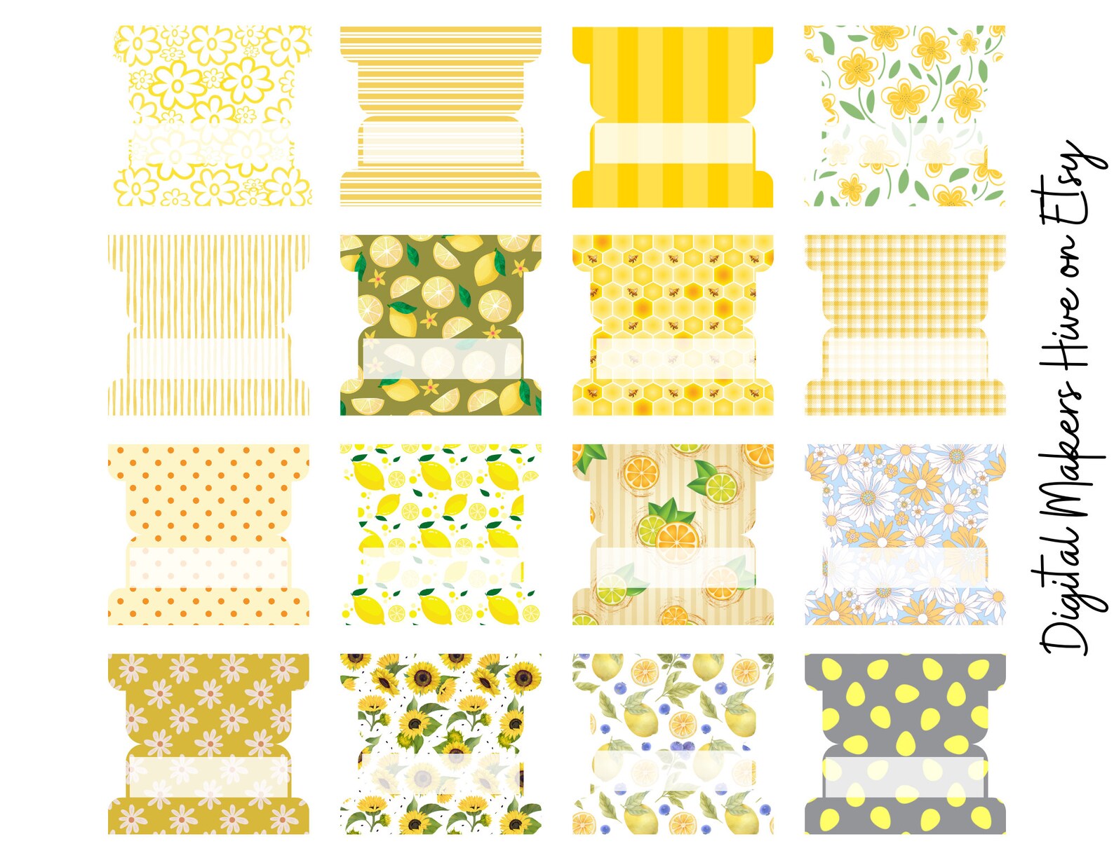 32 Yellow Patterns Printable Divider Journal Tabs - Etsy
