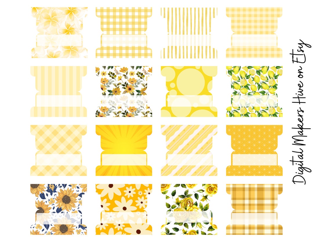 32 Yellow Patterns Printable Divider Journal Tabs - Etsy