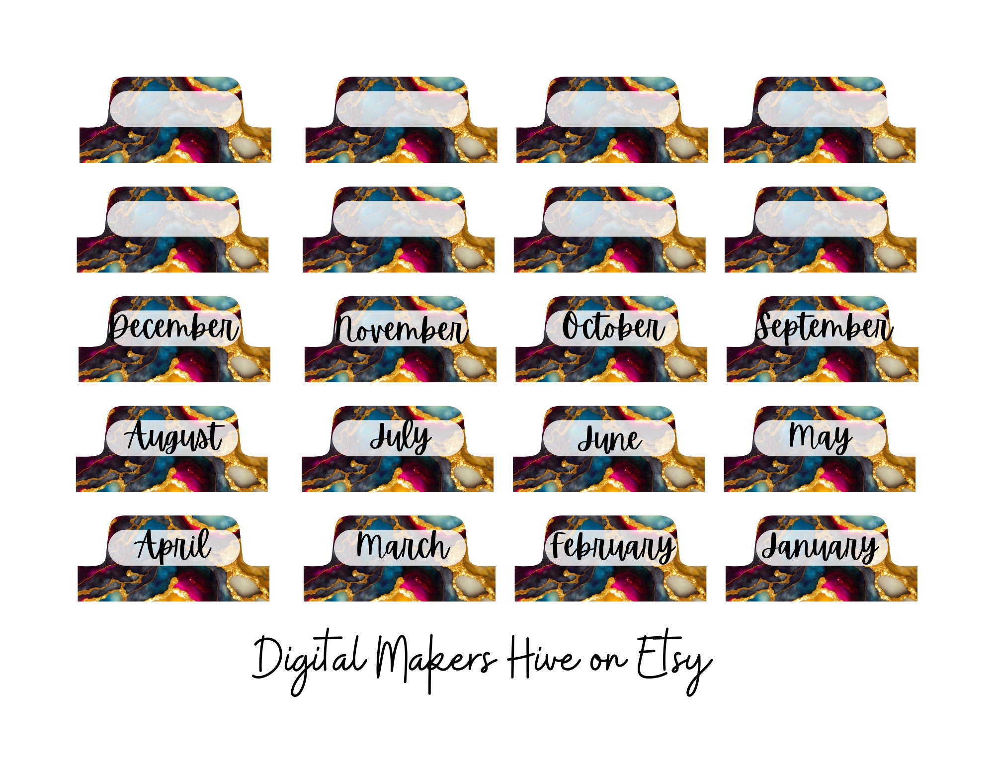 Royal Monthly Printable Journal Tabs - Etsy