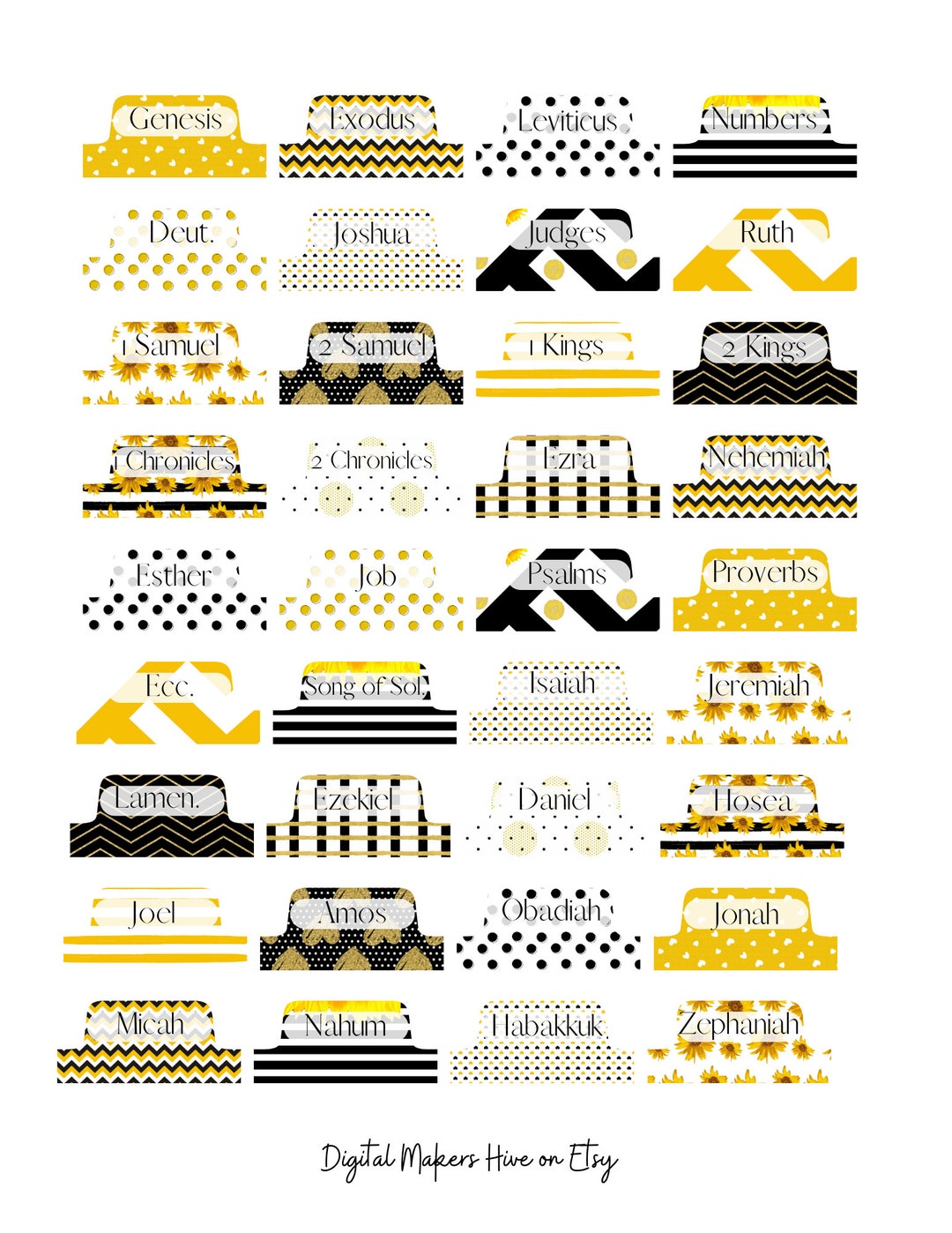 Set of Sunflower Printable Bible Divider Tabs - Etsy