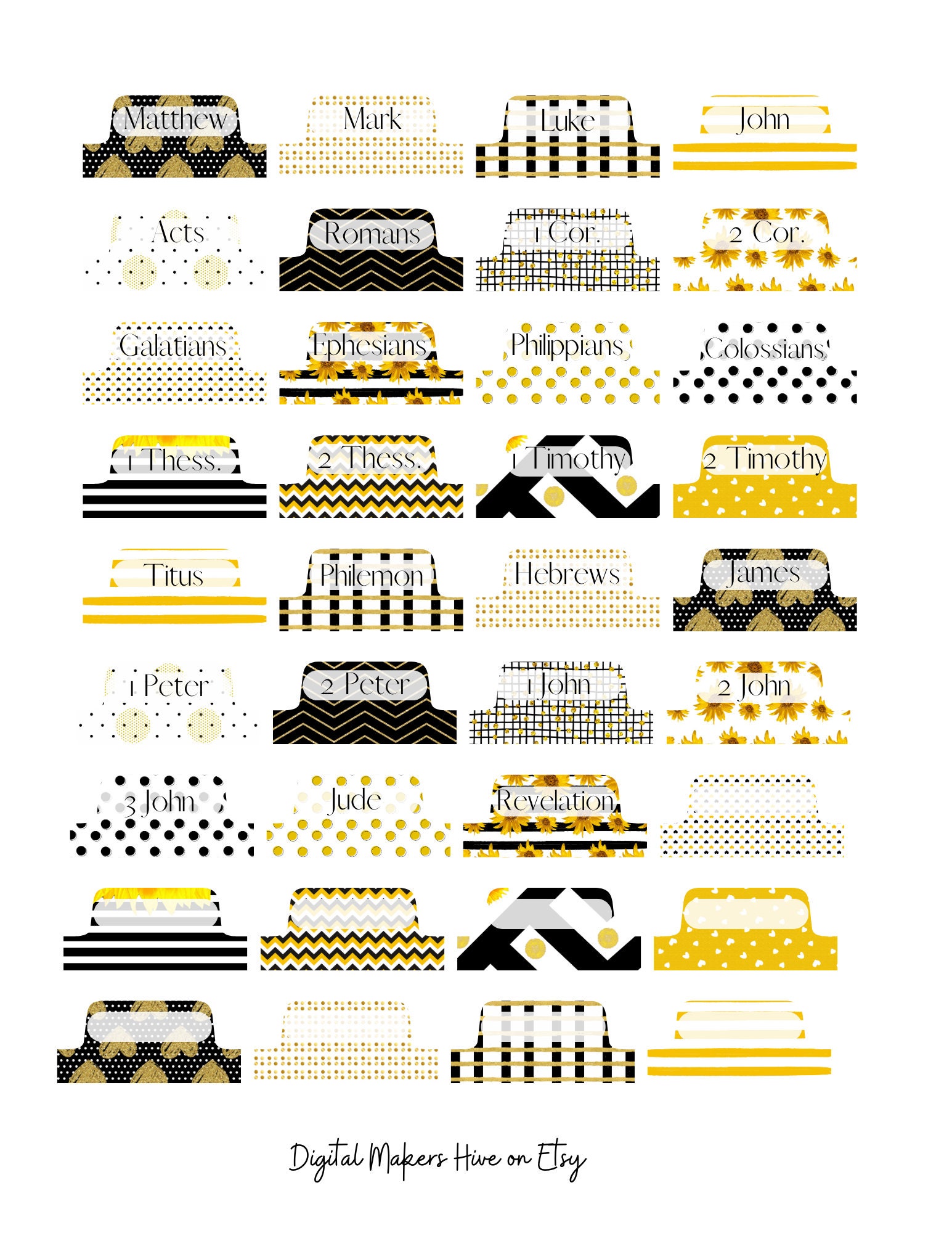Set of Sunflower Printable Bible Divider Tabs - Etsy